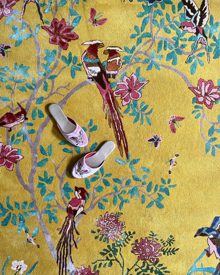 Chinoiserie rugs, wallpaper & fabric by Wendy Morrison.