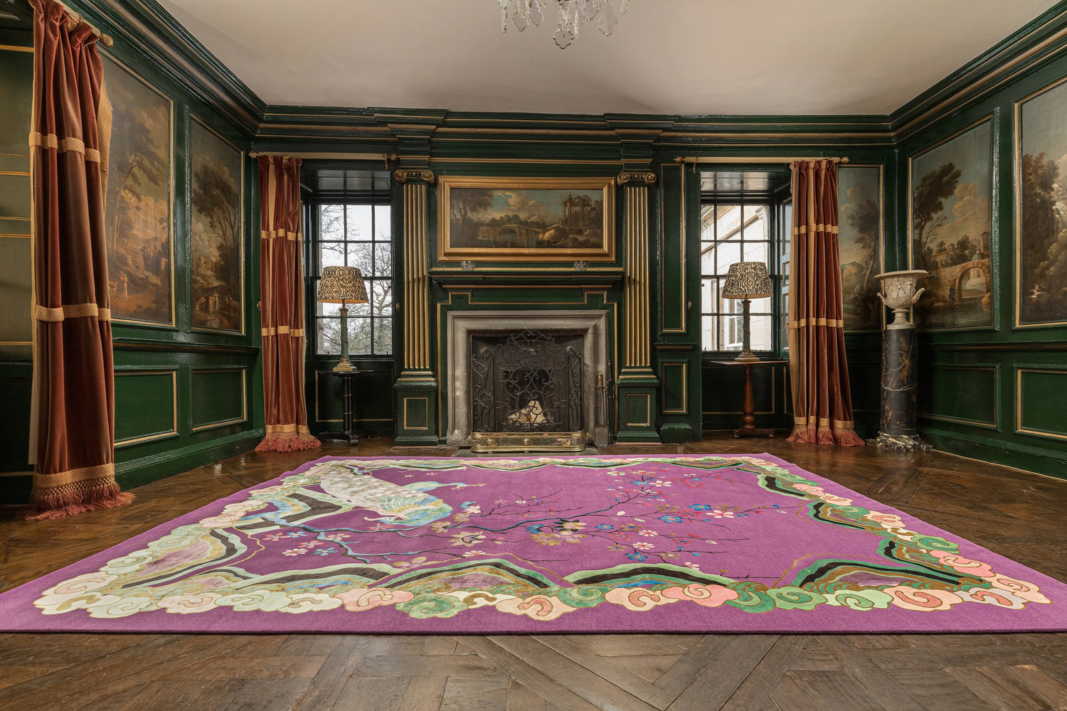 Chinoiserie rugs, wallpaper & fabric by Wendy Morrison.
